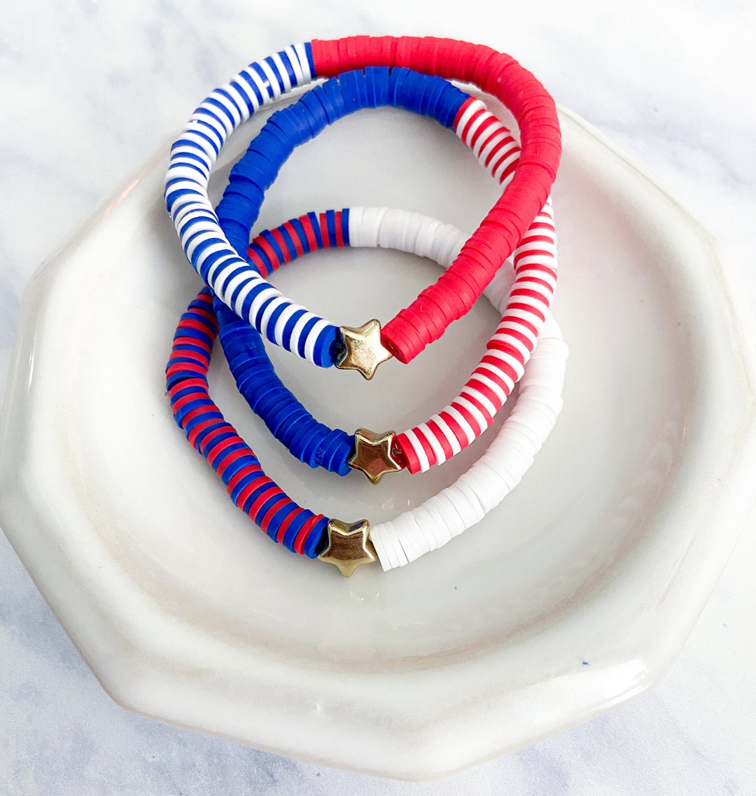USA Fourth of July Memorial Red, White & Blue customized Bracelet ...