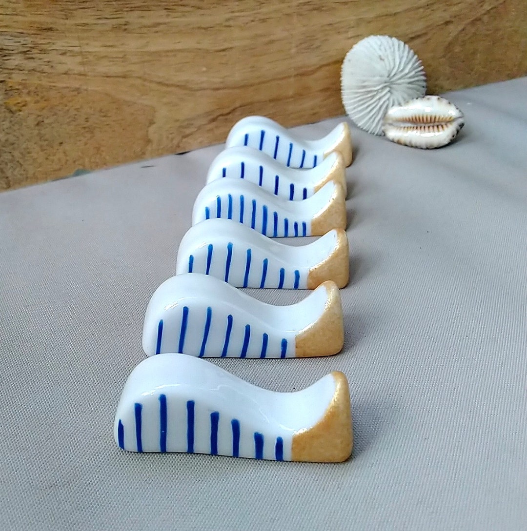 Blue and Gold Porcelain Knife Rest Striped Knife Holder - Etsy
