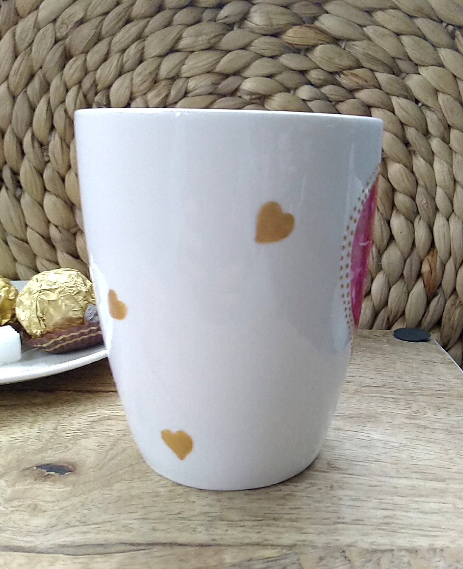 Mug porcelaine rose magenta et or, mug artisanal peint main, tasse à ...