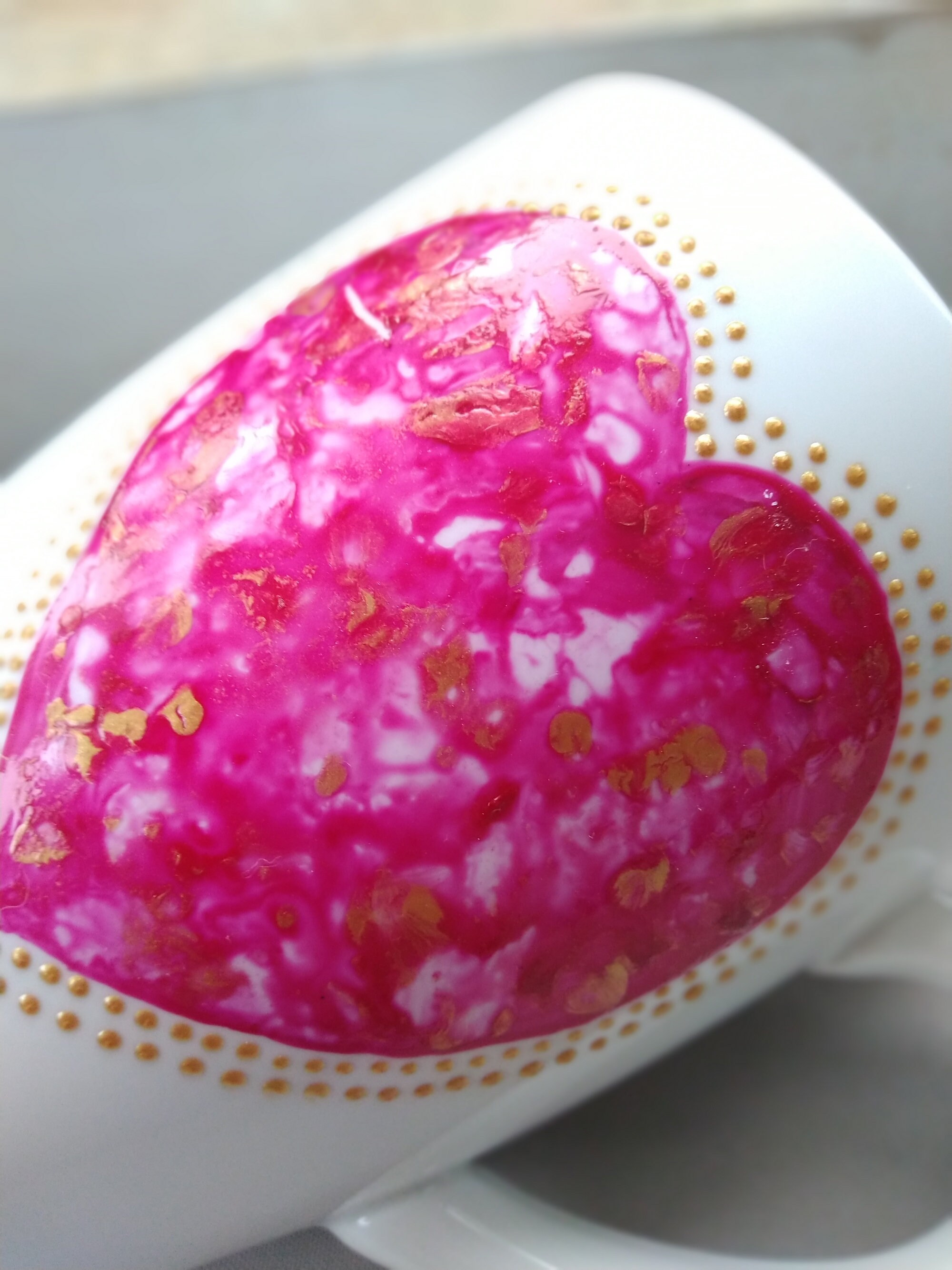 Mug porcelaine rose magenta et or, mug artisanal peint main, tasse à ...