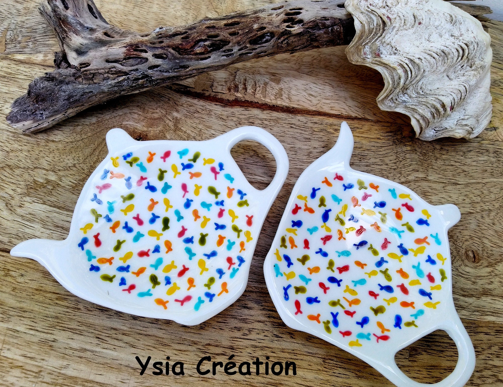 2 Porcelain Tea Bag Rest, Tea Bag Holder Multicolored Fish, Tea ...