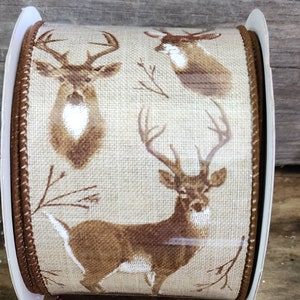 2.5" Wired Deer Print Ribbon 10yd Roll , DIY Masculine Bow - Etsy