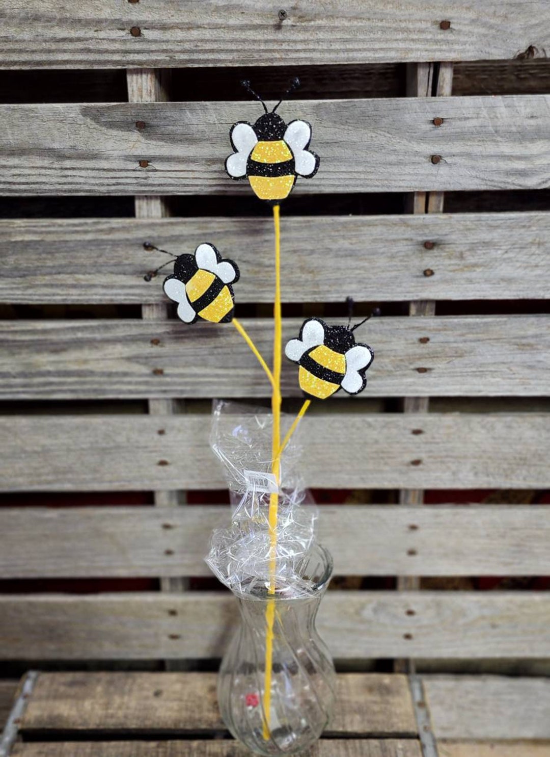 Glitter Bumble Bee Floral Stem - DIY Craft Supply - Etsy