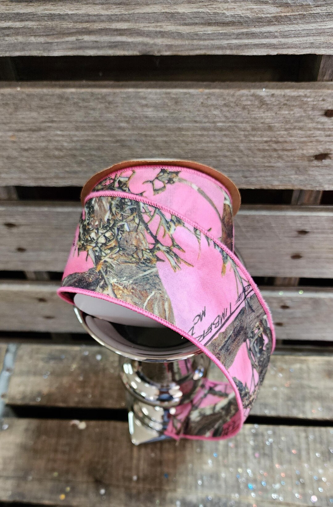 2.5" Wired Pink Camouflage Print Ribbon 10yd Roll , DIY Masculine Bow ...