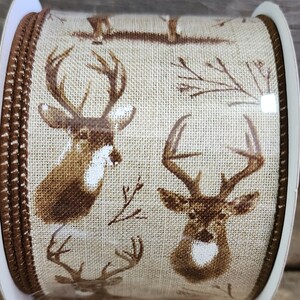 2.5" Wired Deer Print Ribbon 10yd Roll , DIY Masculine Bow - Etsy