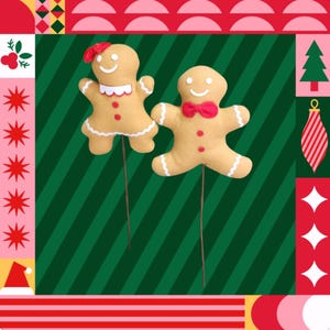 6" Gingerbread Cookie Picks Set of 2 ~ Wreath Supplies - Etsy