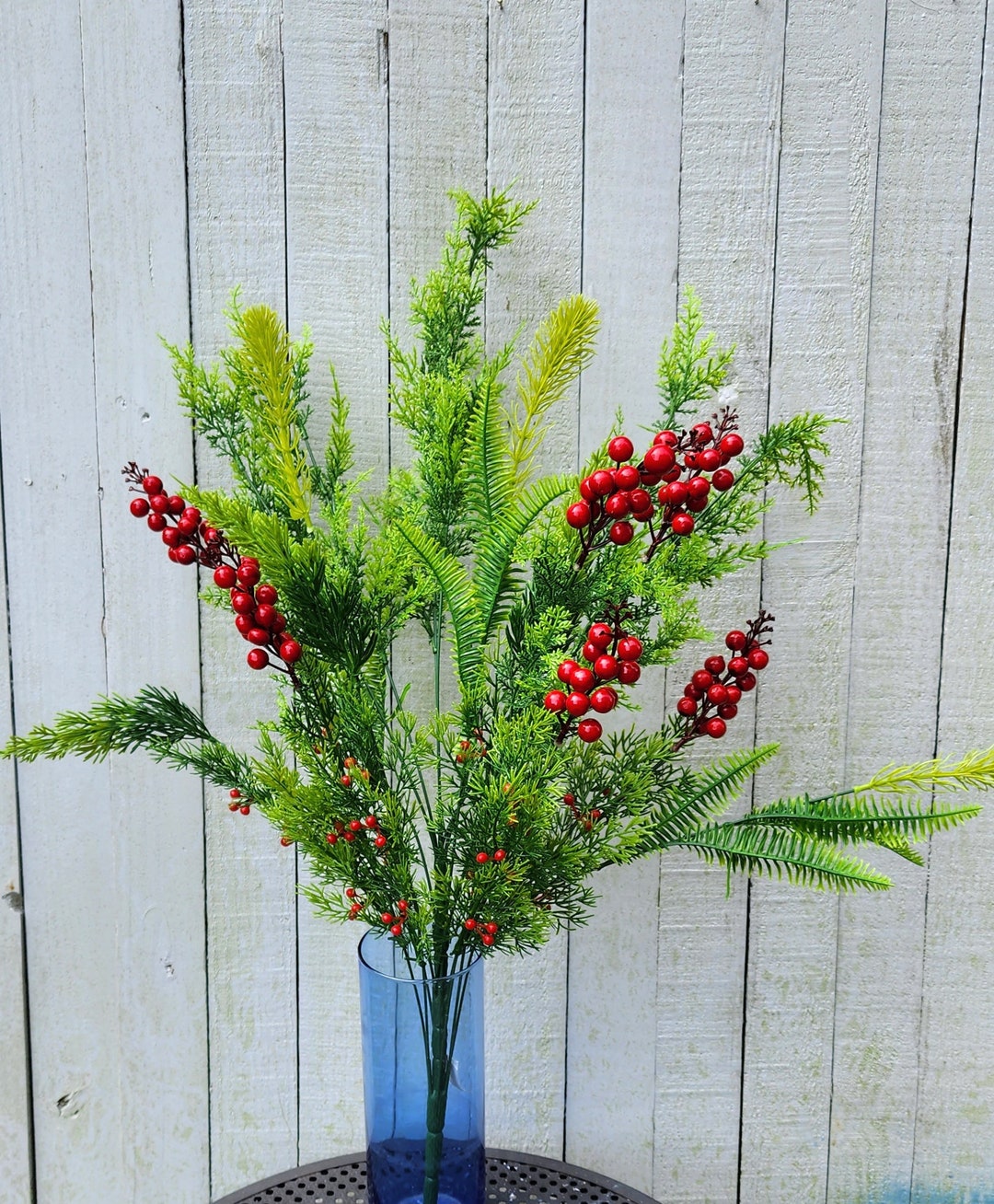 Christmas Greenery and Berry Filler Artificial Mixed Bush Artificial ...
