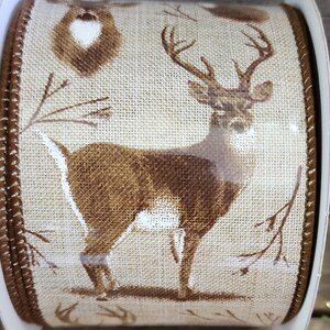 2.5" Wired Deer Print Ribbon 10yd Roll , DIY Masculine Bow - Etsy