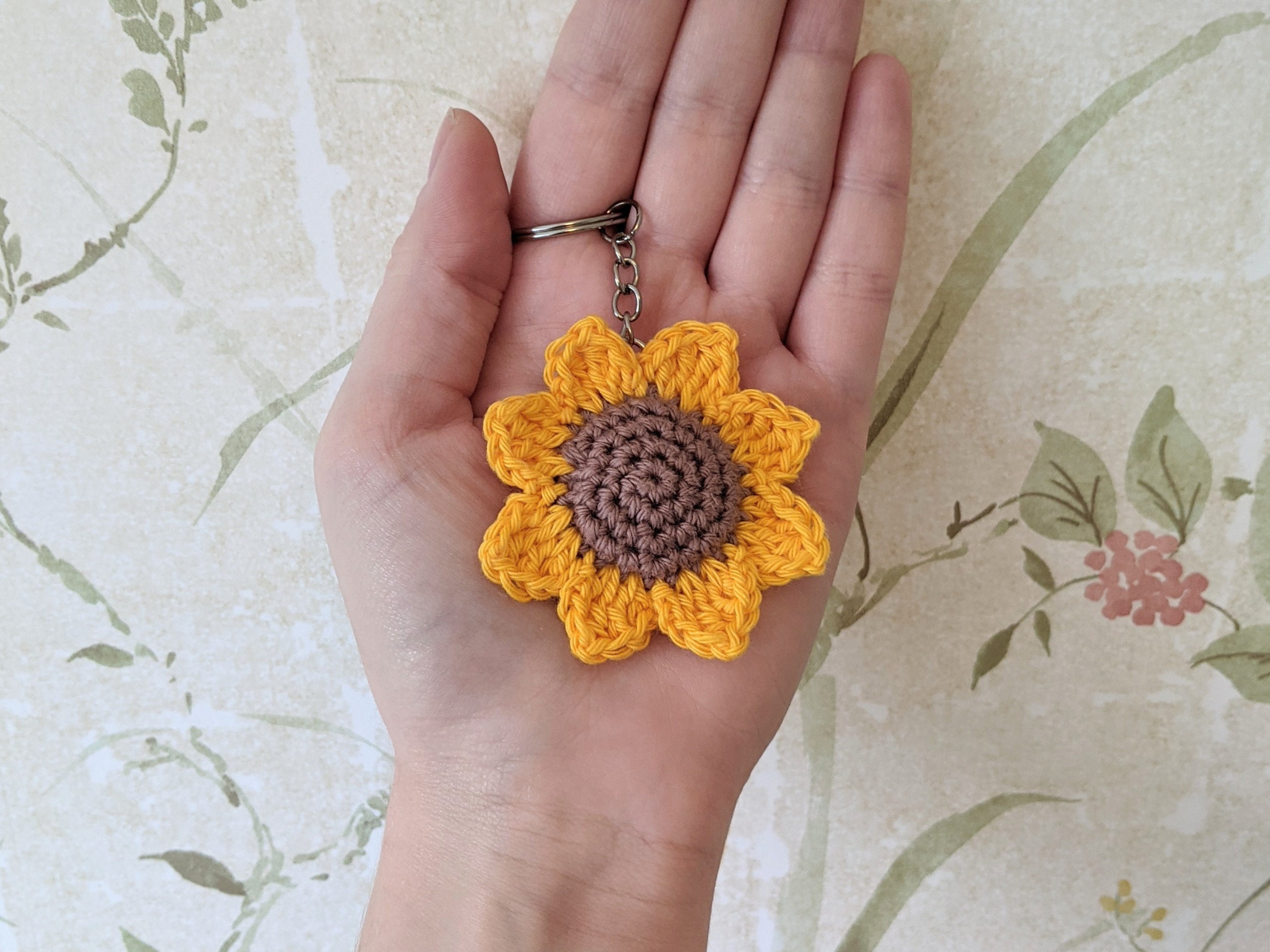 Crochet Sunflower Keyring - Etsy UK
