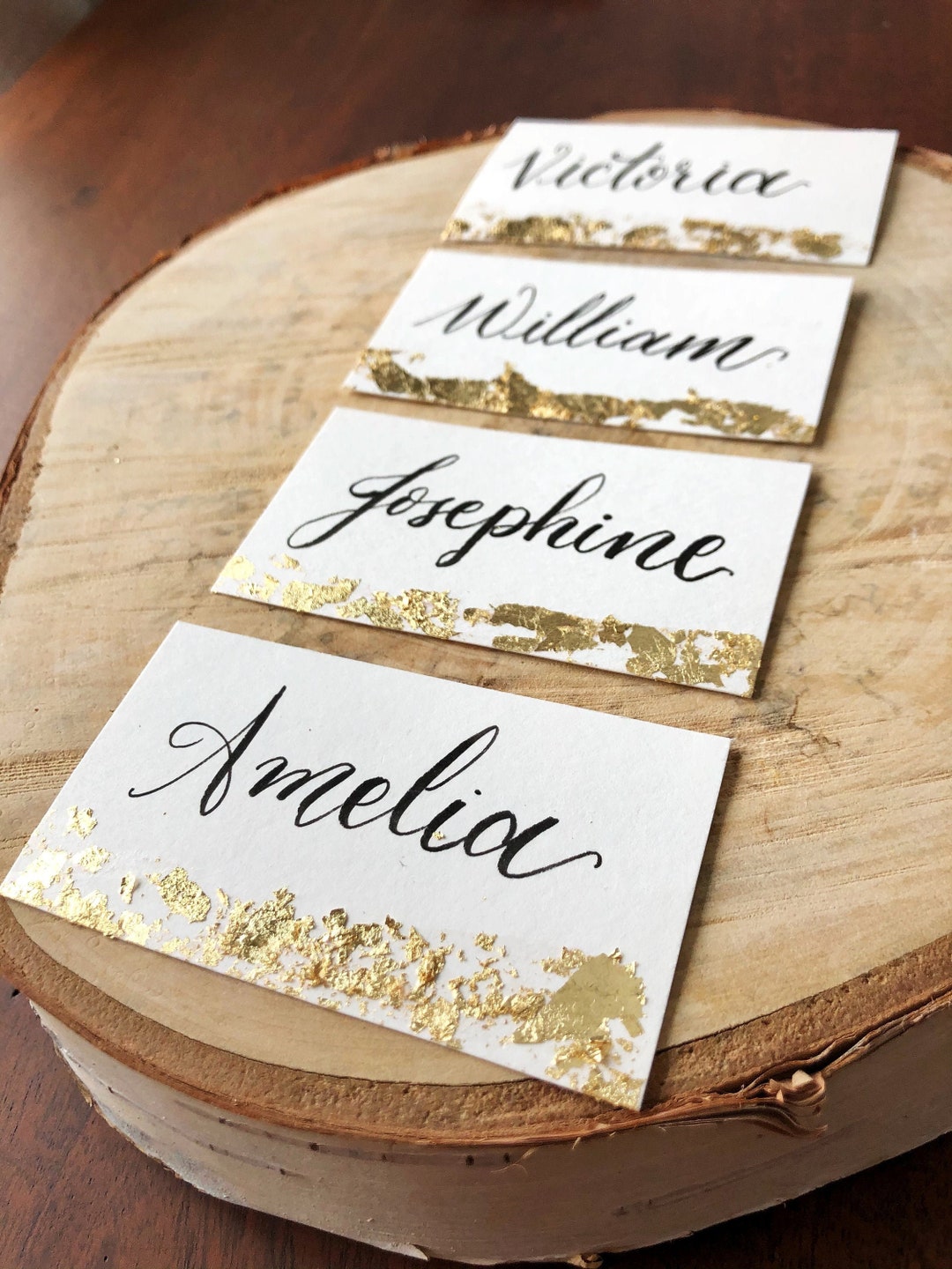 Handwritten Calligraphy Name Tags, Custom Gift Tags, Gold Foil ...