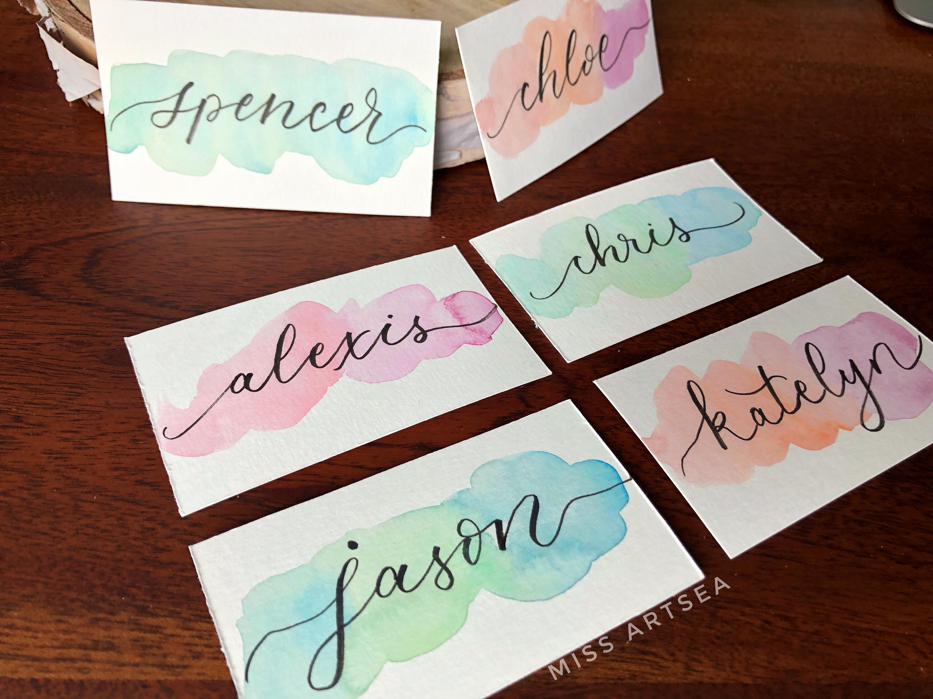 Minimalist Watercolor Personalized Name Tags with Pin | Etsy