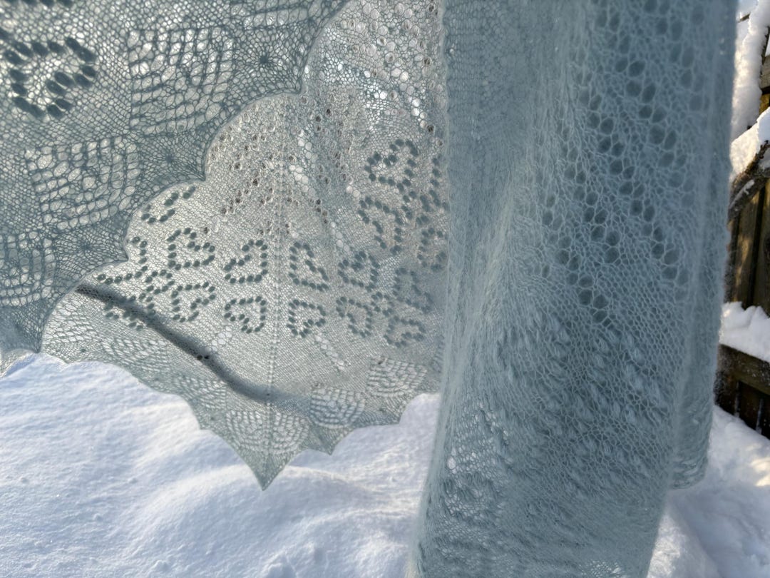 Lace Shawl Knitting PATTERN | Peppermint Mist | Triangular Shawl, Tutorials, Charts ...