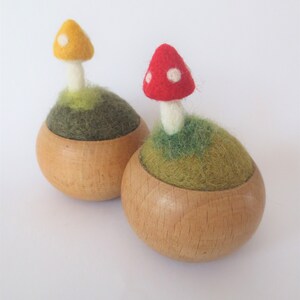 Tiny Red Toadstool PIN CUSHION in Tiny Beech Wood Bowl Gift - Etsy