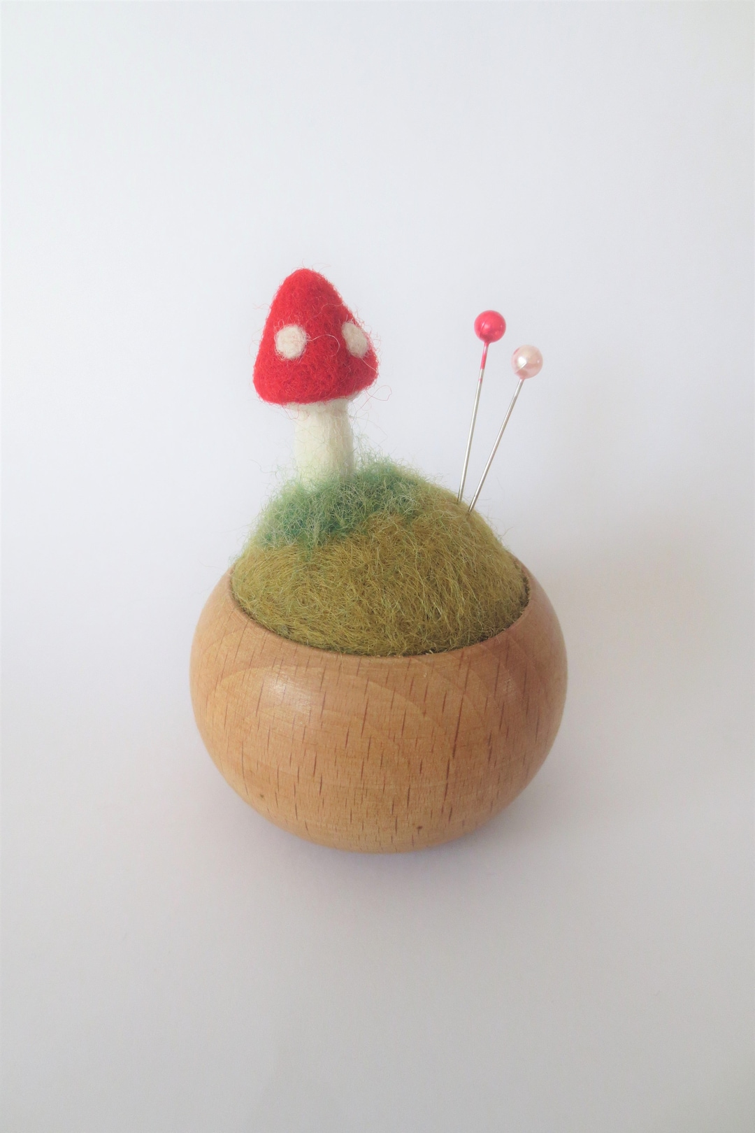 Tiny Red Toadstool PIN CUSHION in Tiny Beech Wood Bowl Gift - Etsy