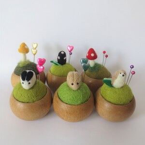 Tiny Red Toadstool PIN CUSHION in Tiny Beech Wood Bowl Gift - Etsy