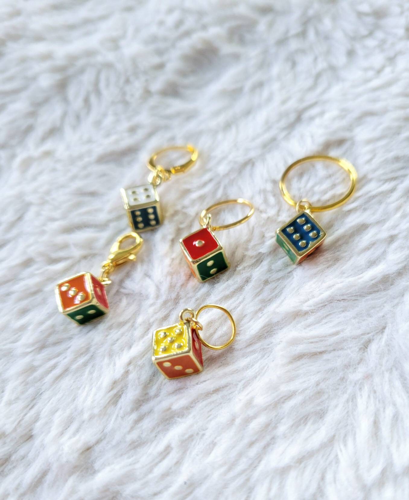 Colorful Dice Stitch Markers, Progress Keepers, Knitting Accessories ...