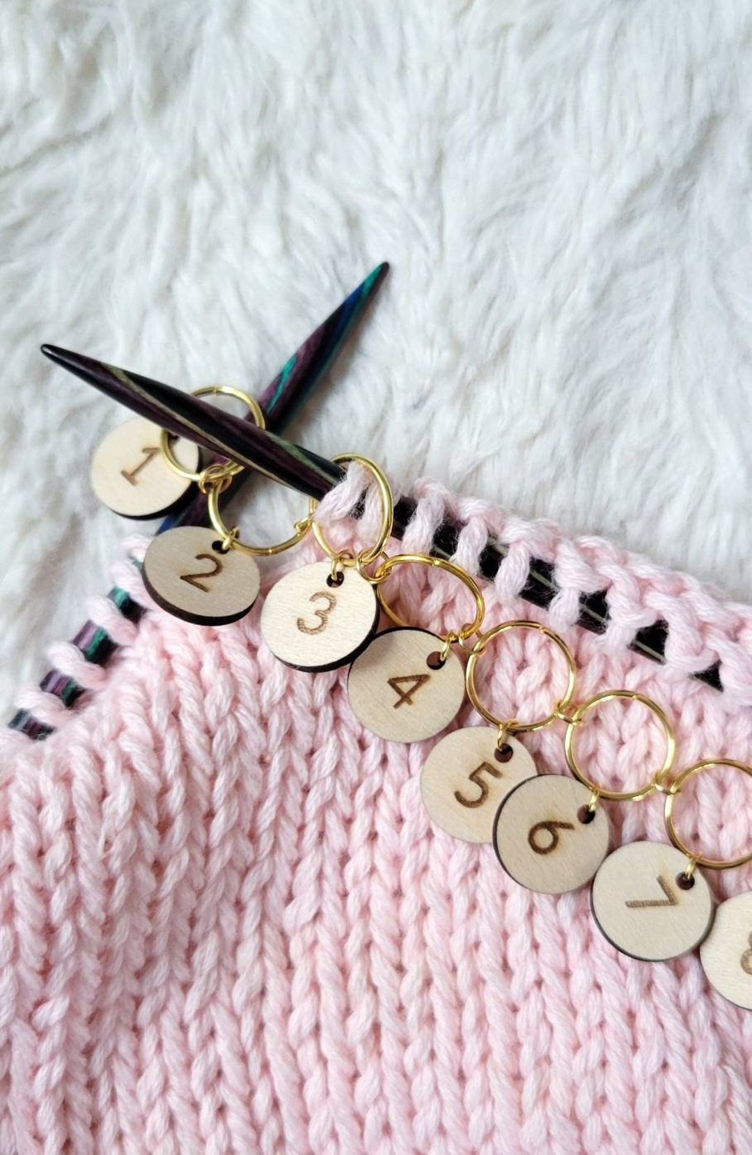Wood Stitch Markers With Numbers, Progress Keepers, Knitting Row ...