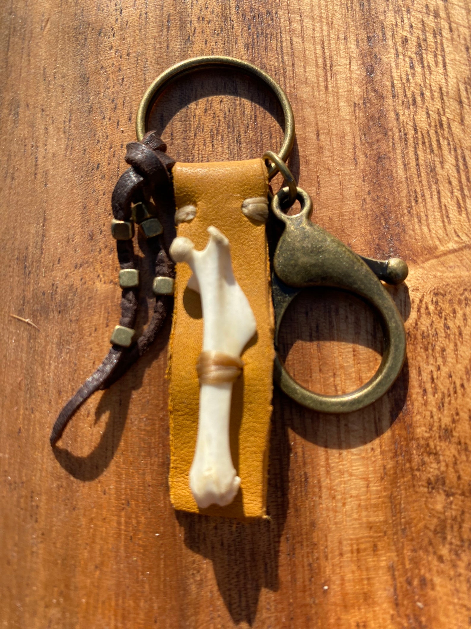 Mouse Leg Bone Hand Stitched Leather Keychain, Goth Jewelry ...