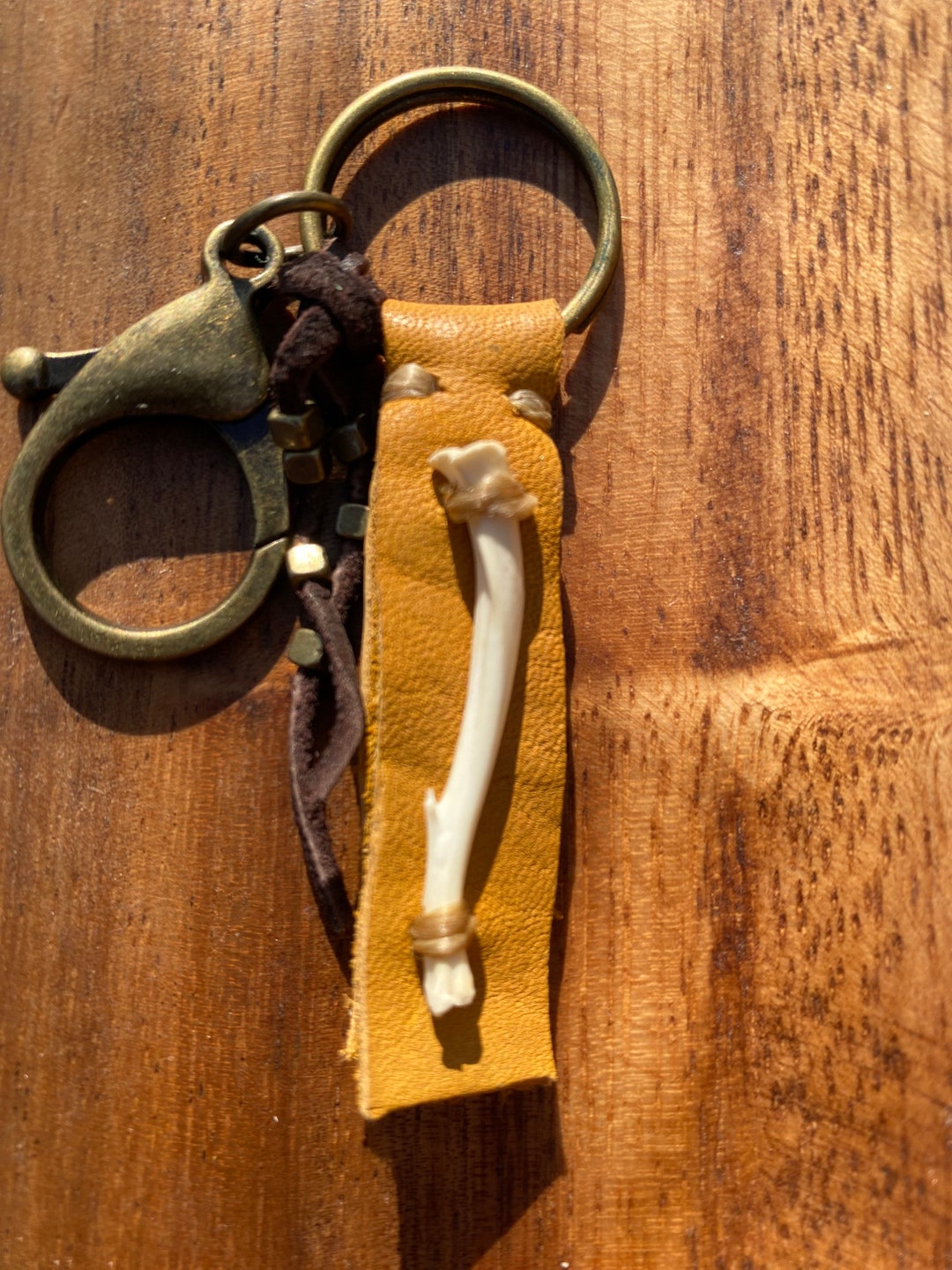 Mouse Leg Bone Hand Stitched Leather Keychain, Goth Jewelry ...