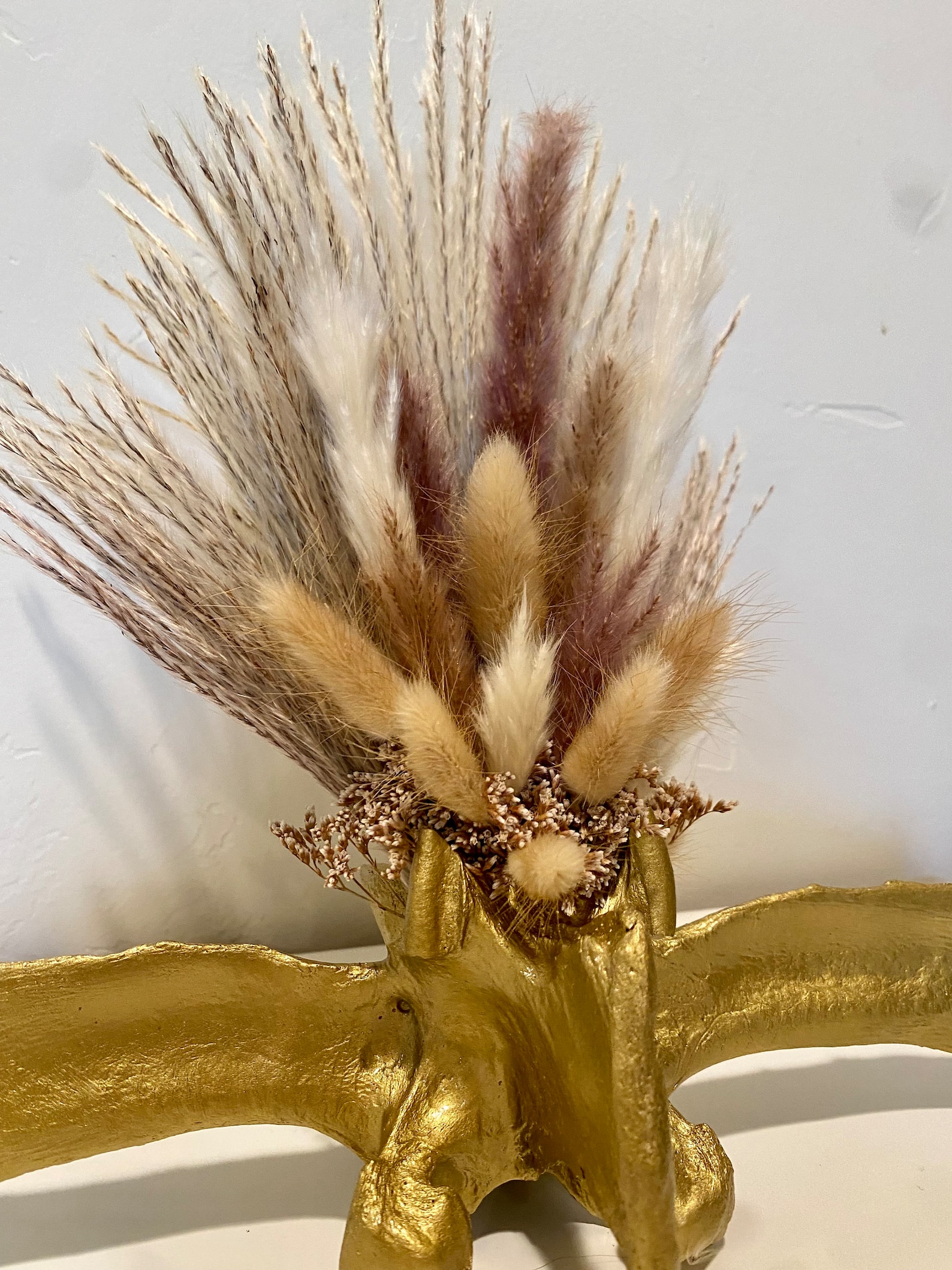 Golden Cow Vertebrae With Preserved Dried Florals - Rustic Elegance ...