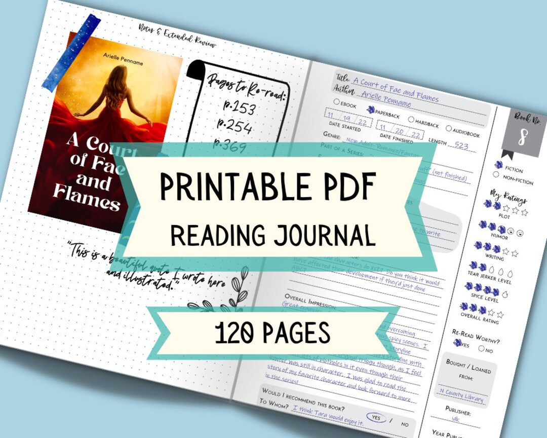 Book Review Printable Bundle Reading Log Printable Reading Journal for ...