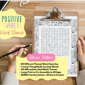 Positive Affirmations Word Search Printable Word Search Puzzle Book ...