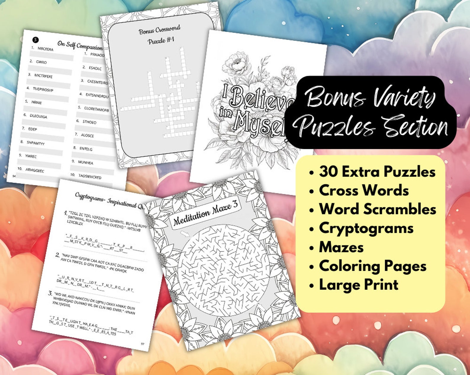 Positive Affirmations Word Search Printable Word Search Puzzle Book ...