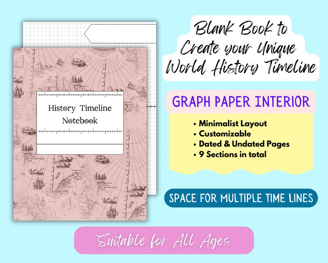 History Timeline Notebook Printable Blank Dated and Undated Graph Paper ...