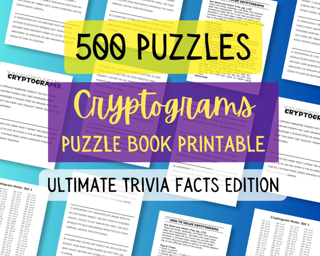 Printable Cryptograms Puzzle Book Printable Trivia Cryptograms for ...
