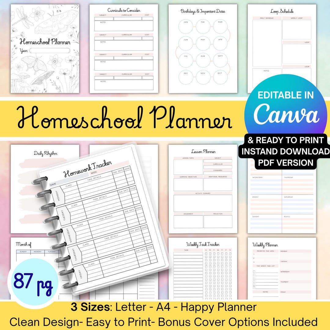 Homeschool Planner Printable Homeschool Lesson Planner, Academic ...