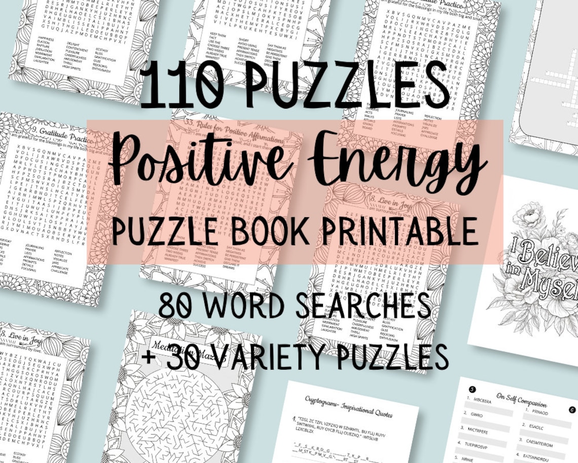 Positive Affirmations Word Search Printable Word Search Puzzle Book ...