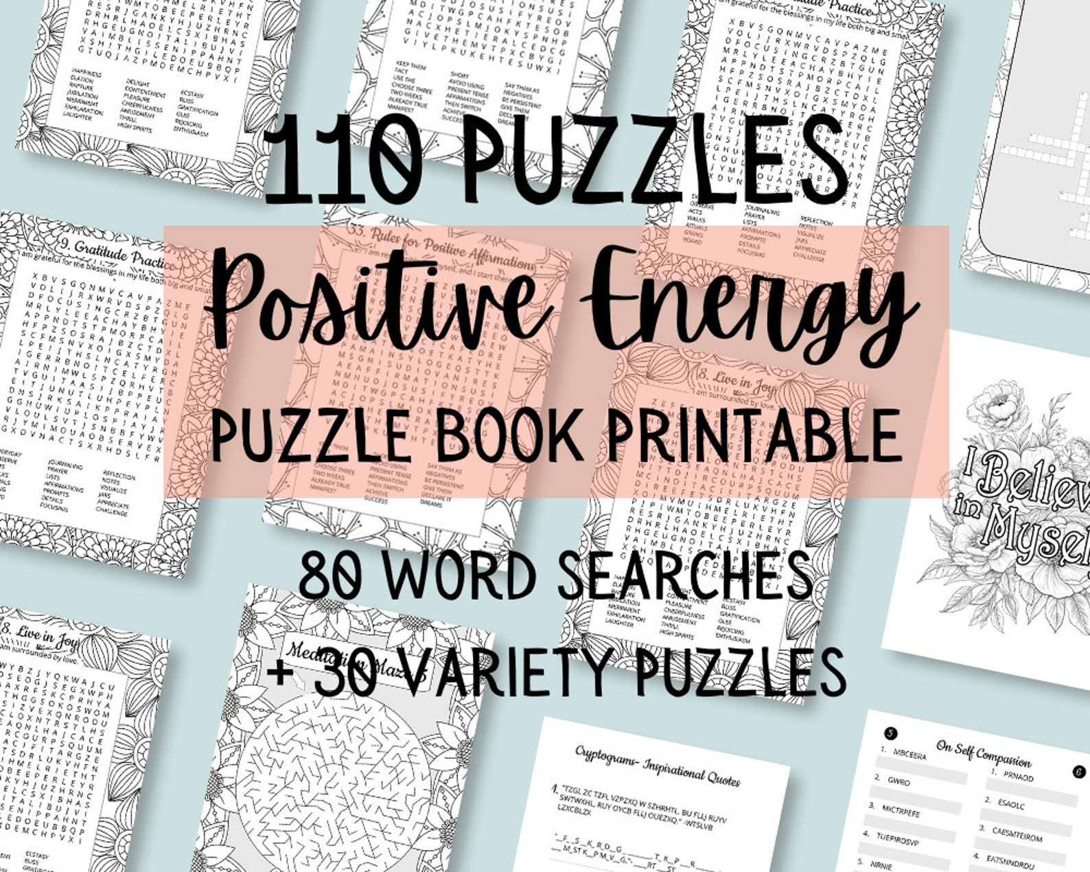 Positive Affirmations Word Search Printable Word Search Puzzle Book ...