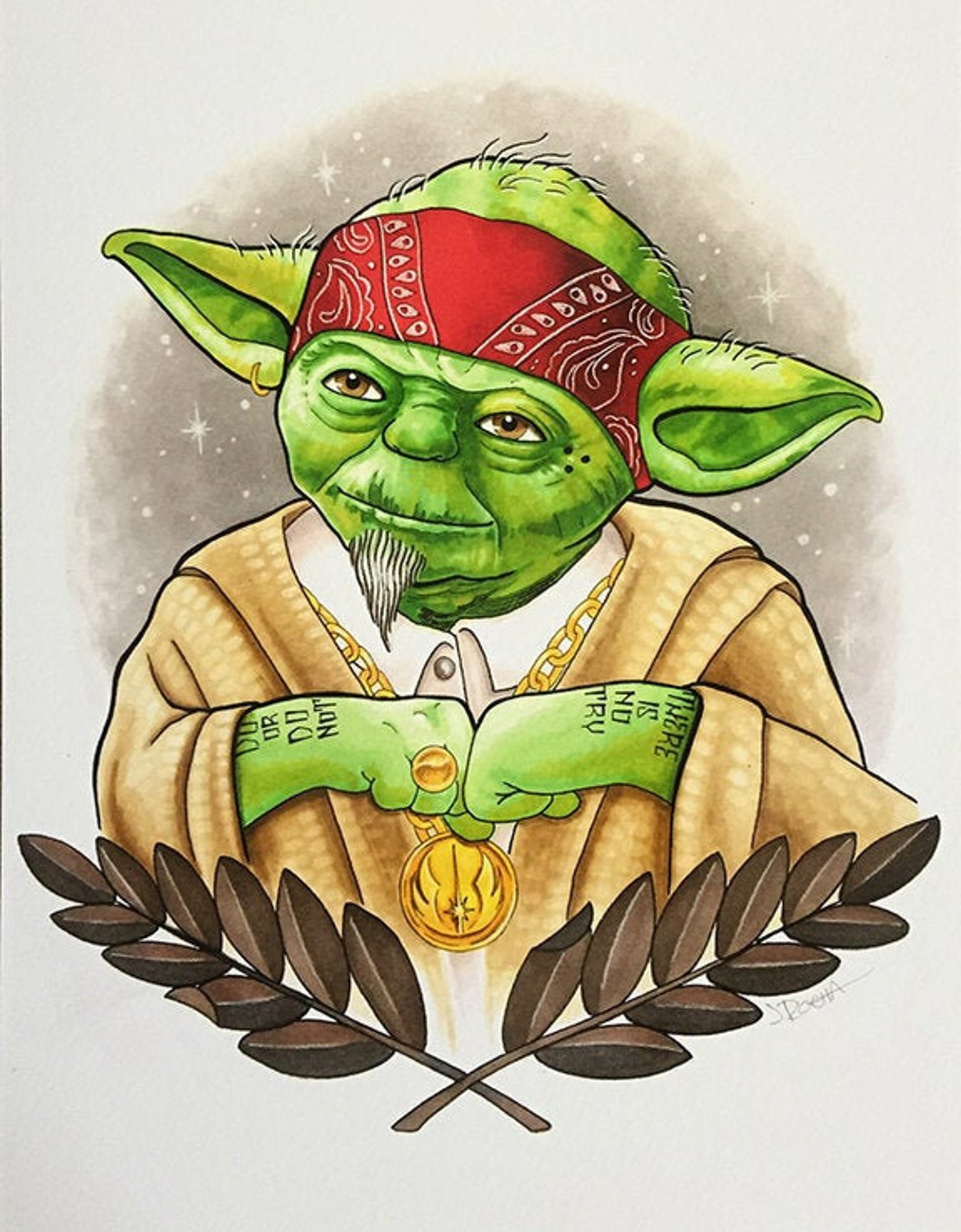 Cholo Yoda - Star Wars Art Print, Illustration, Wall Art by Jess Rocha ...