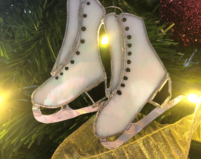 Ice Skates in Stained Glass, Window Hanging Decor, Stained Glass Art ...