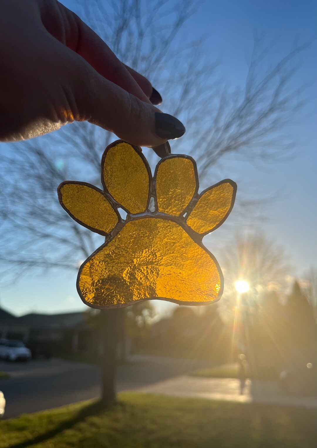 Rust Dog Paw | Stained Glass | Ornament - Etsy