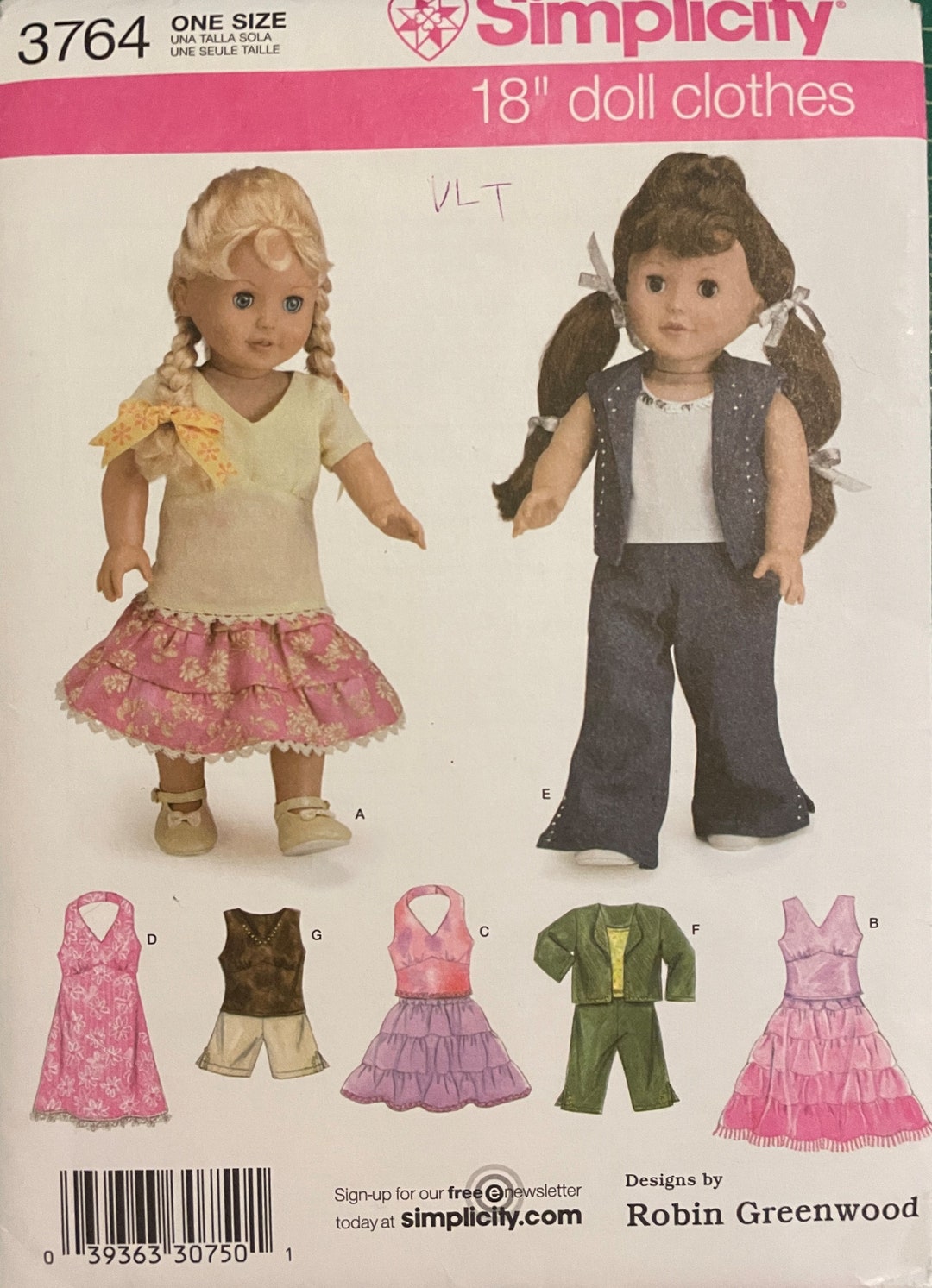 Simplicity Clothing Patterns for Assorted Size Dolls - Etsy