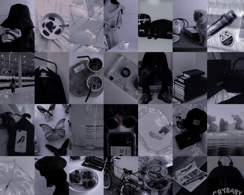 Black Wall Collage Kit, Soft Black Collage Kit, Black Wall Collage ...