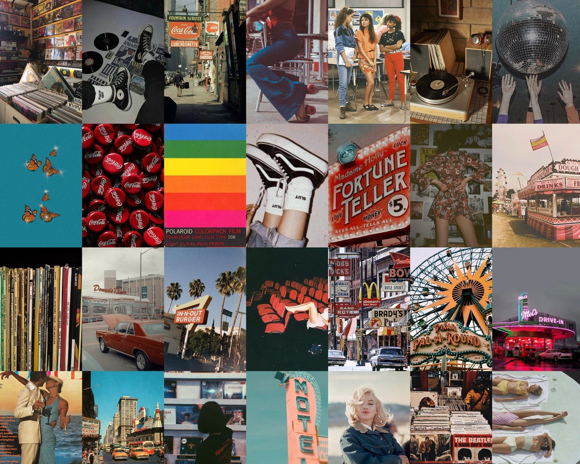 Vintage Wall Collage Kit, Retro Collage Wall, Vintage Photo Wall ...