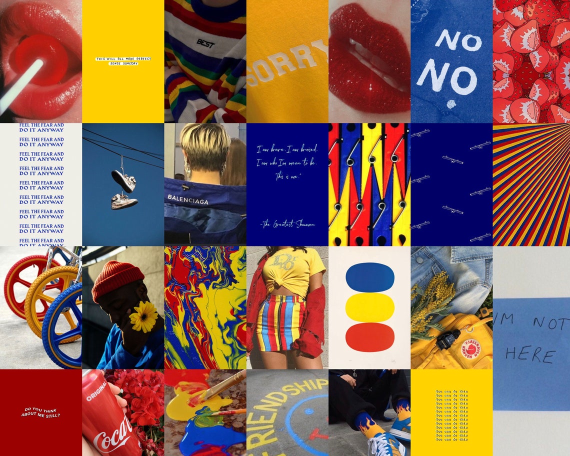 Primary Colors Collage Kit Red Collage Kit Yellow Wall | Etsy