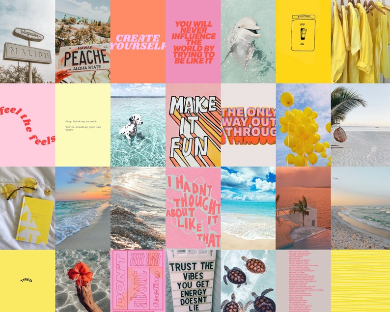 Summer Vibes Wall Collage Kit Summer Aesthetic Wall Collage - Etsy