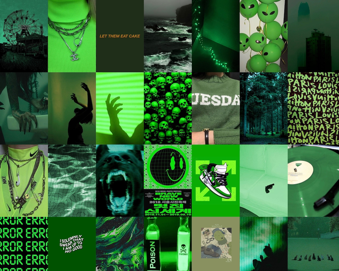 Green Wall Collage Kit Green Collage Kit Green Aesthetic - Etsy Canada