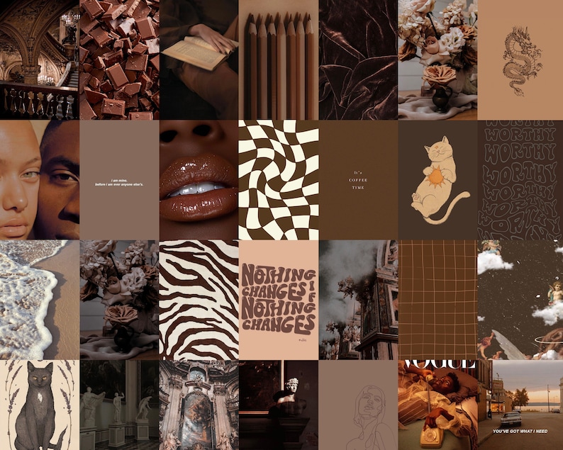 Brown Wall Collage Kit Brown Photo Wall Brown Collage Wall - Etsy