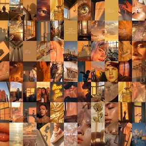 Golden Wall Collage Kit, Gold Collage Kit, Yellow Wall Collage, Orange ...