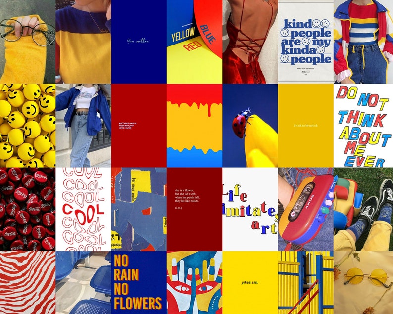 Primary Colors Collage Kit Red Collage Kit Yellow Wall | Etsy