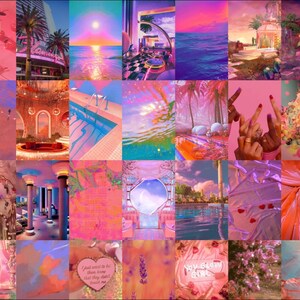 Pink Wall Collage Kit, Orange Collage Kit, Purple Wall Collage, Warm ...