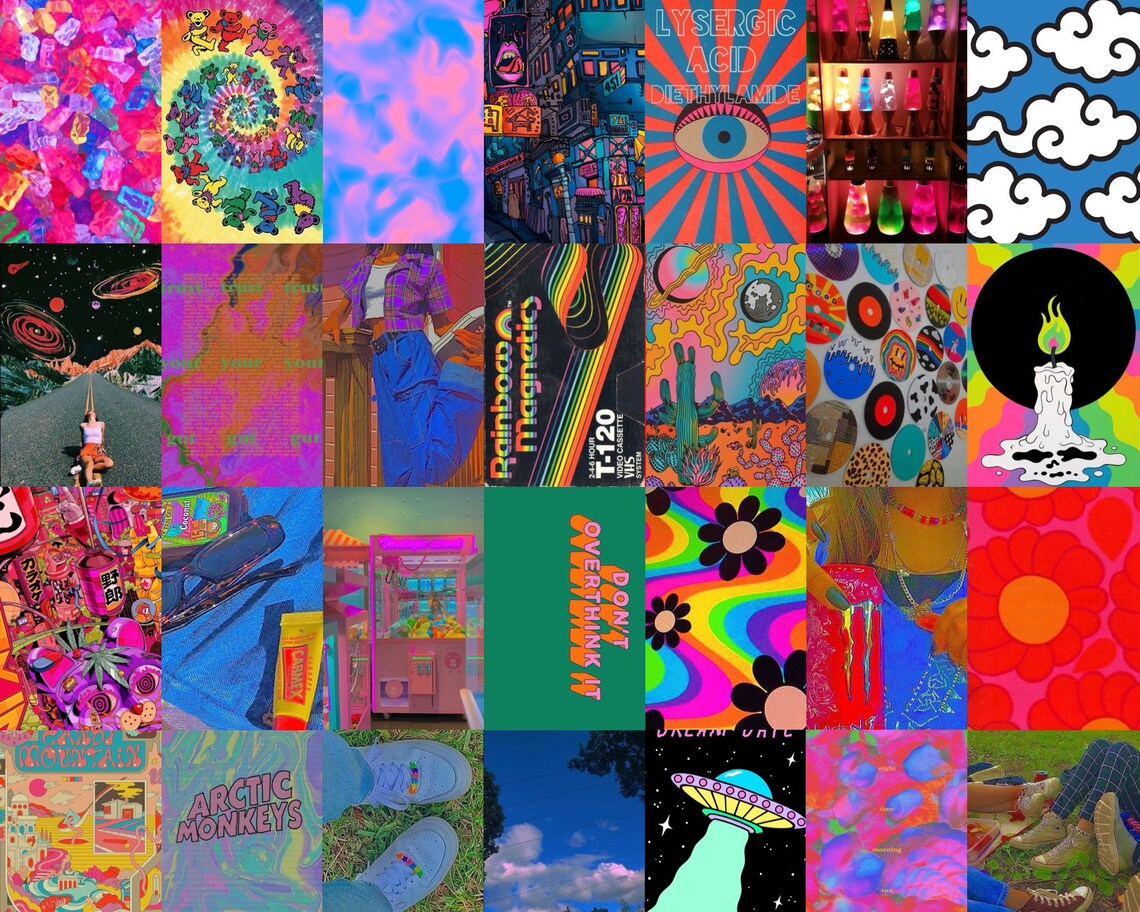 Indie Wall Collage Kit Indie Collage Kit Retro Wall Collage - Etsy