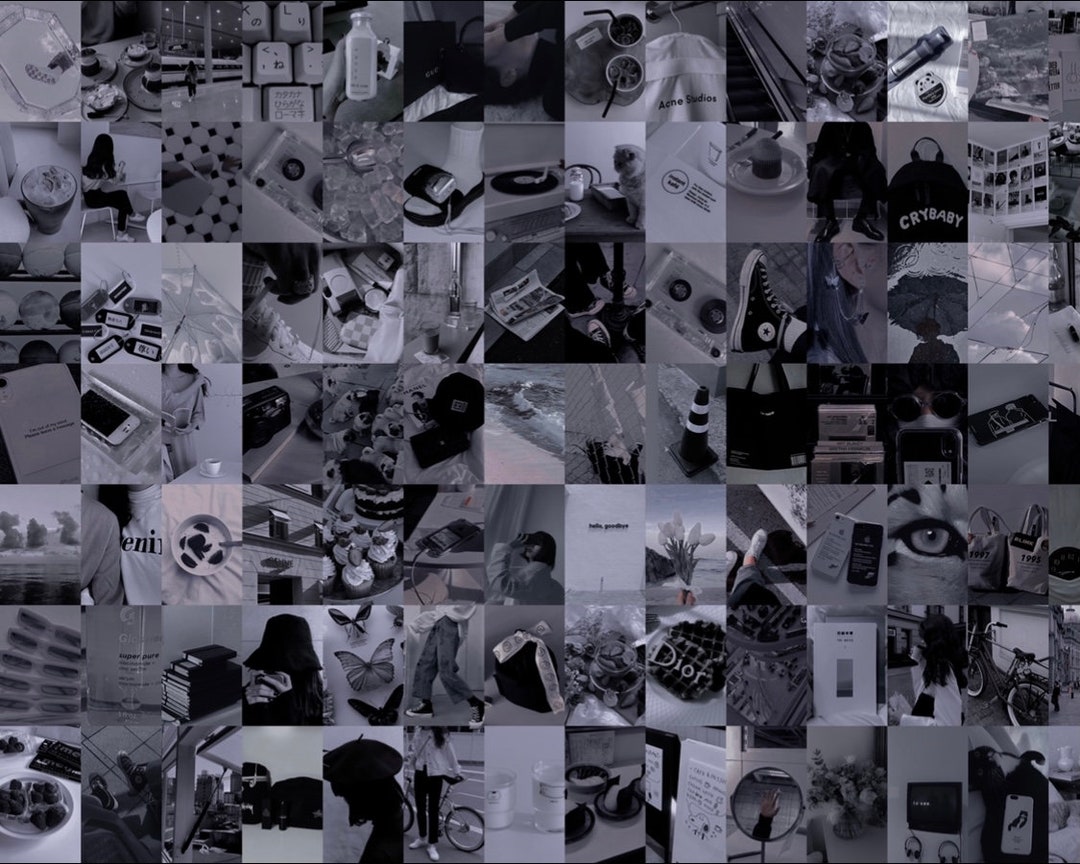 Black Wall Collage Kit, Soft Black Collage Kit, Black Wall Collage ...