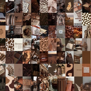 Brown Wall Collage Kit, Brown Photo Wall, Brown Collage Wall Art ...