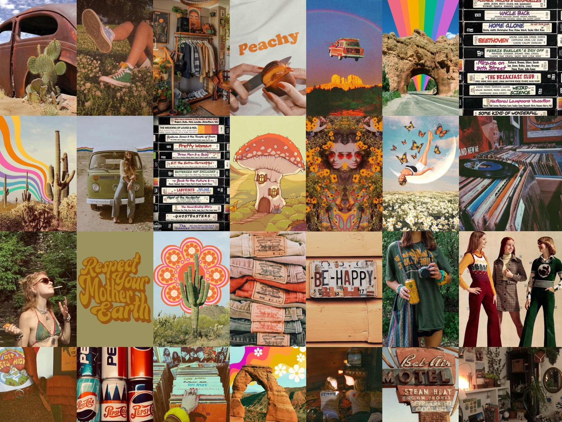 Retro Wall Collage Kit Hippie Wall Collage Vintage Indie - Etsy