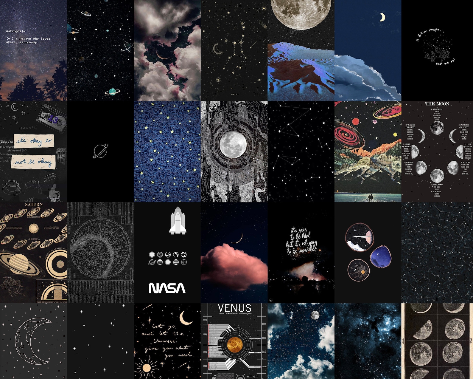 Moonlight Aesthetic Wall Collage Kit Astronomy Collage Kit | Etsy Italia
